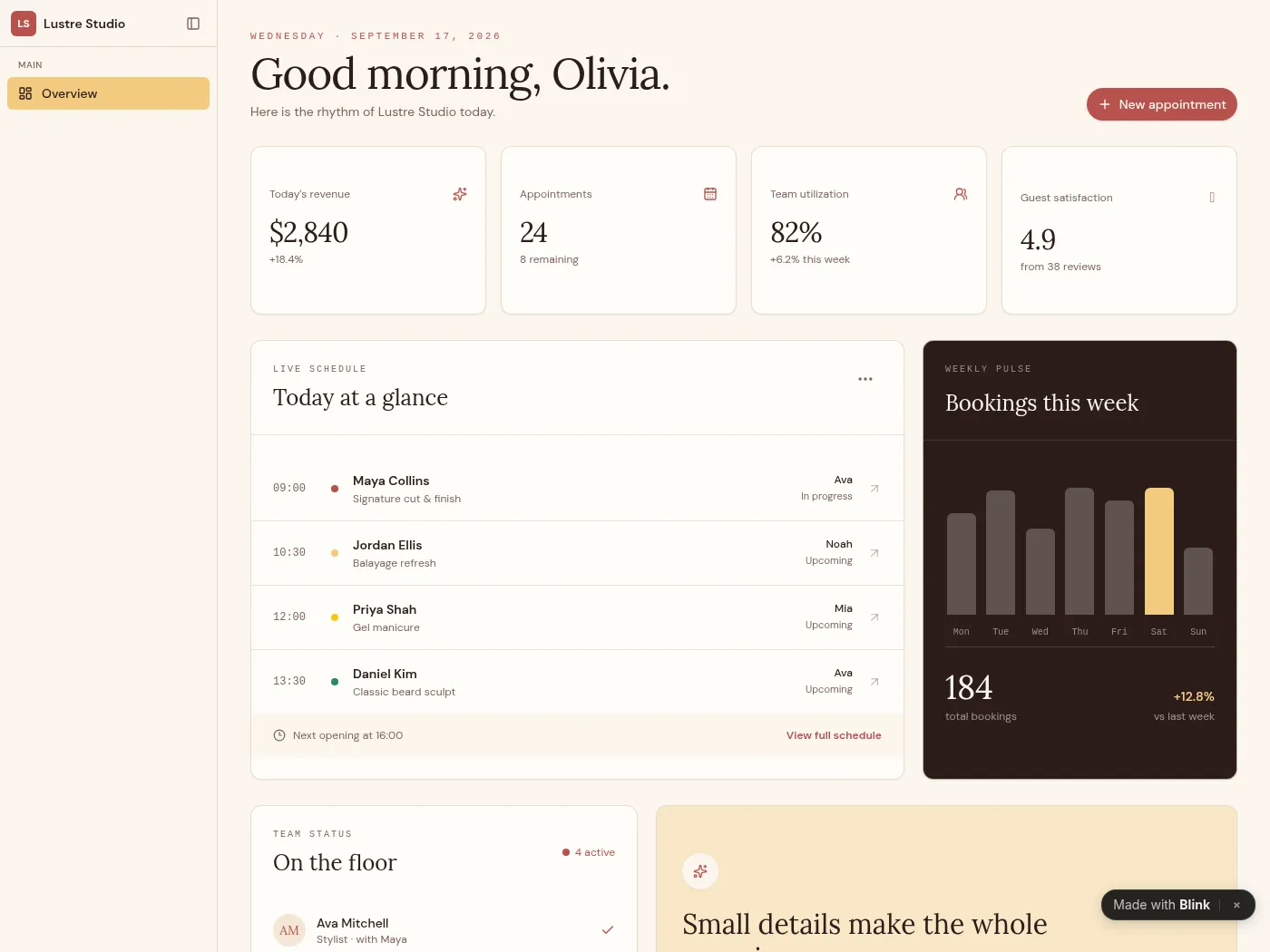 Unisex Salon Dashboard