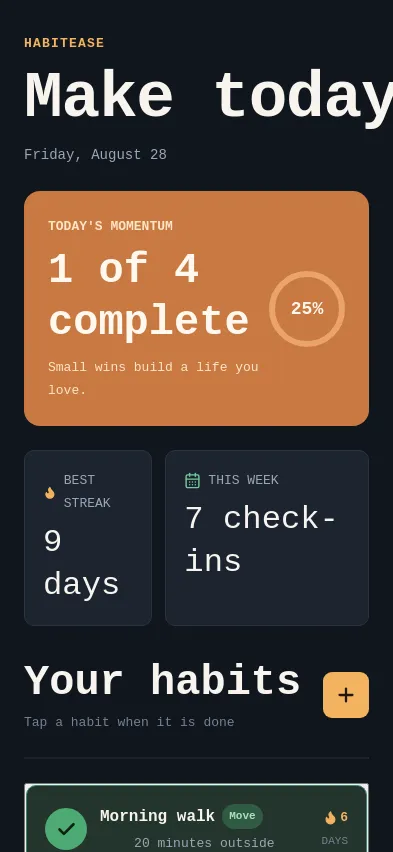 HabitEase Mobile Tracker