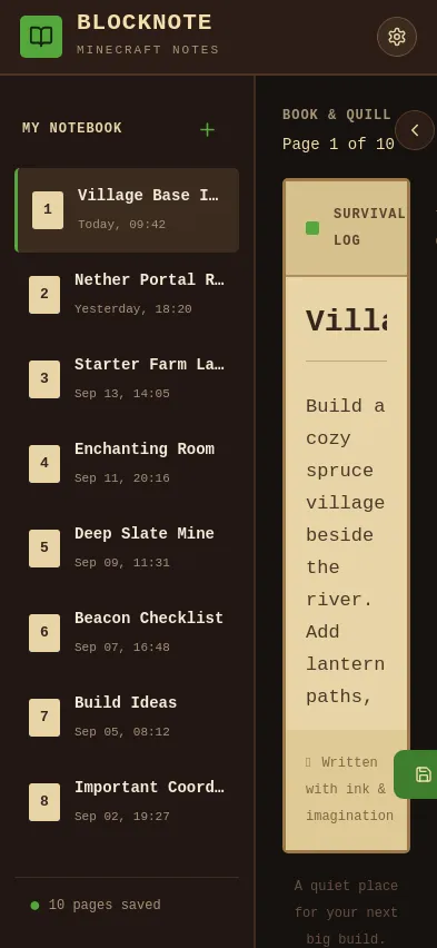BlockNote: Minecraft Notes