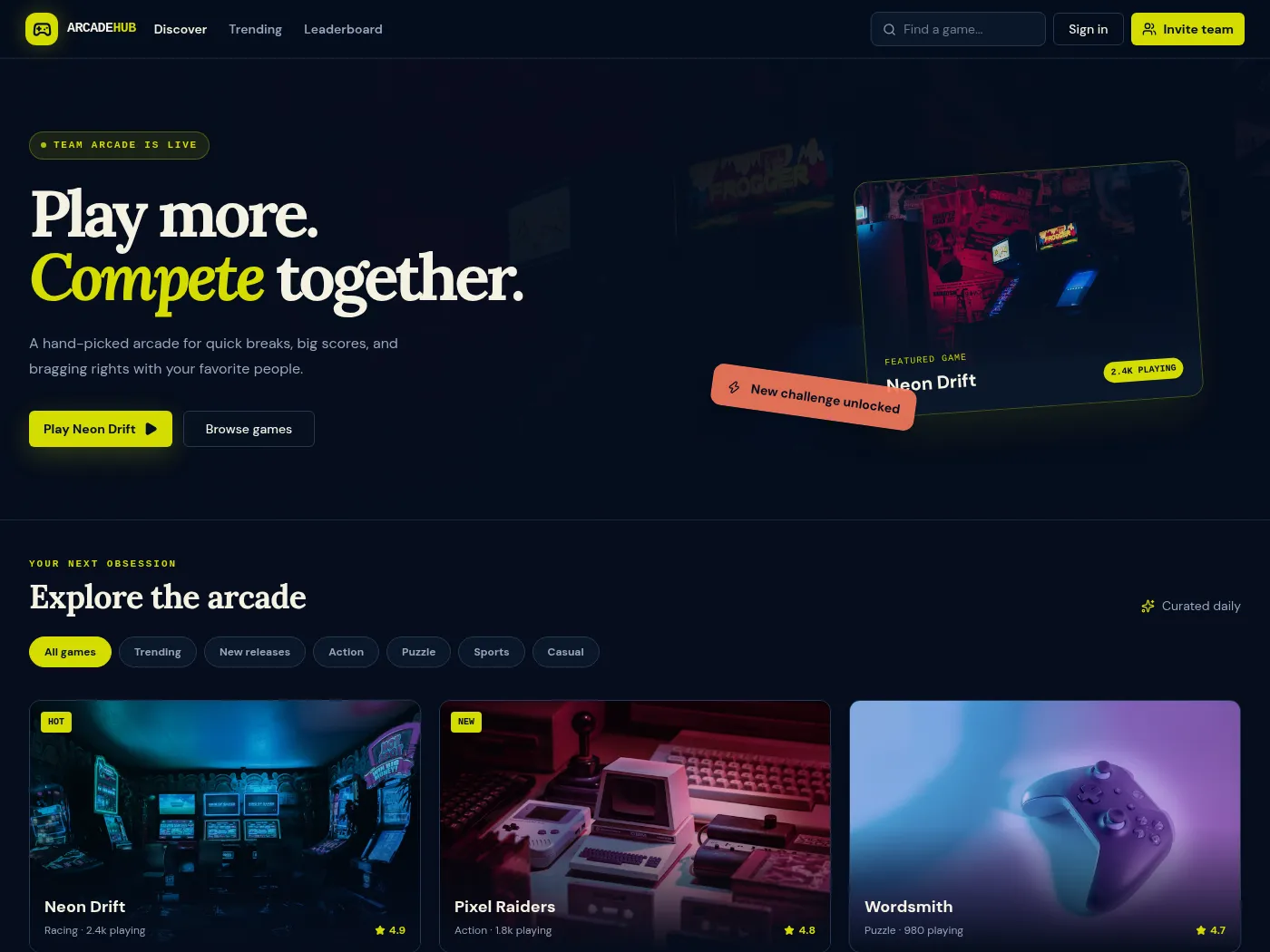 ArcadeHub Platform