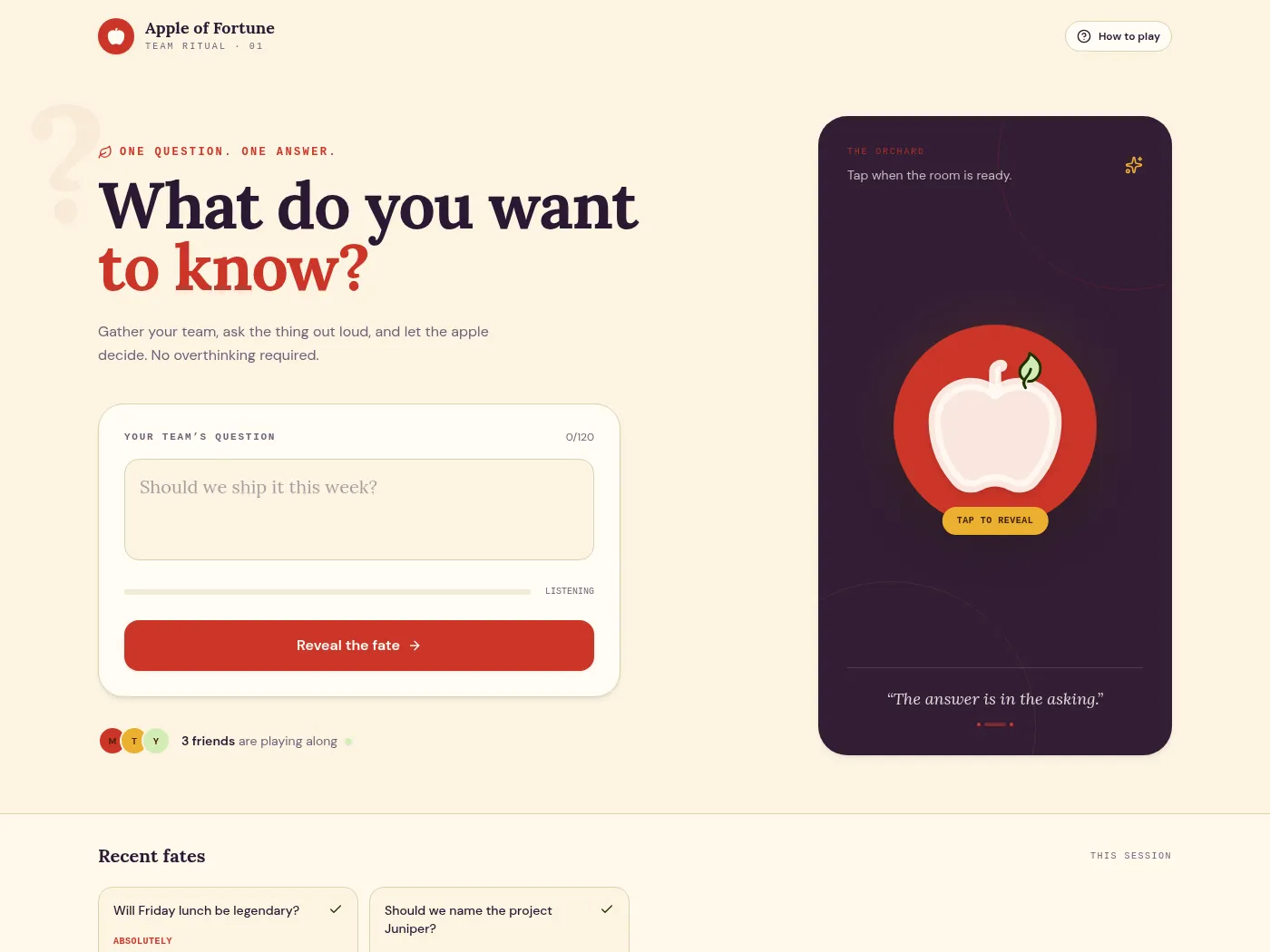 Fortune Apple Team Game