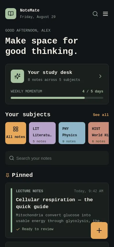 NoteMate Student Notebook