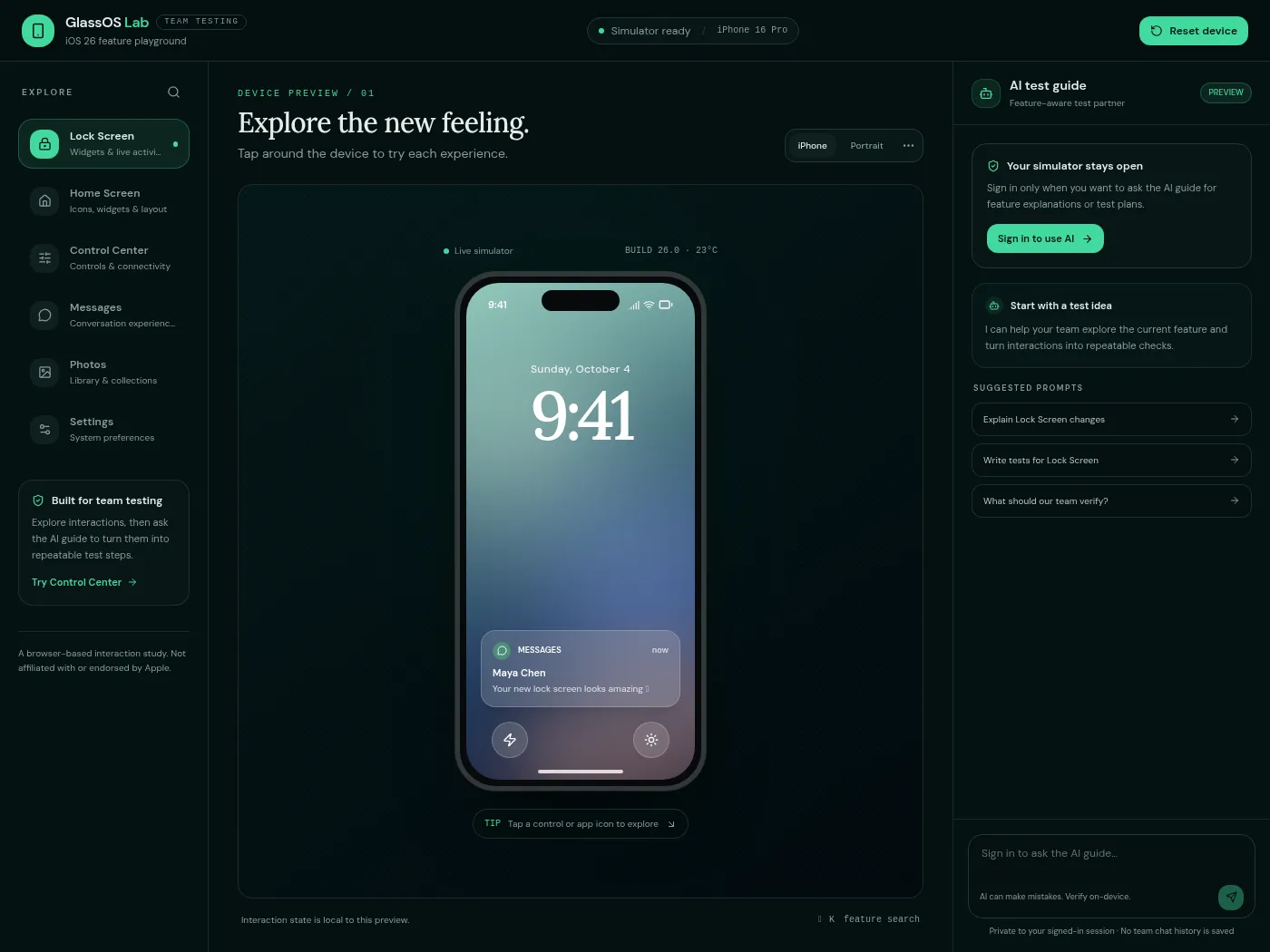 iOS 26 AI Emulator