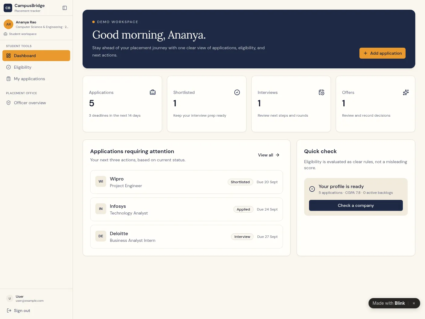 CampusBridge Tracker