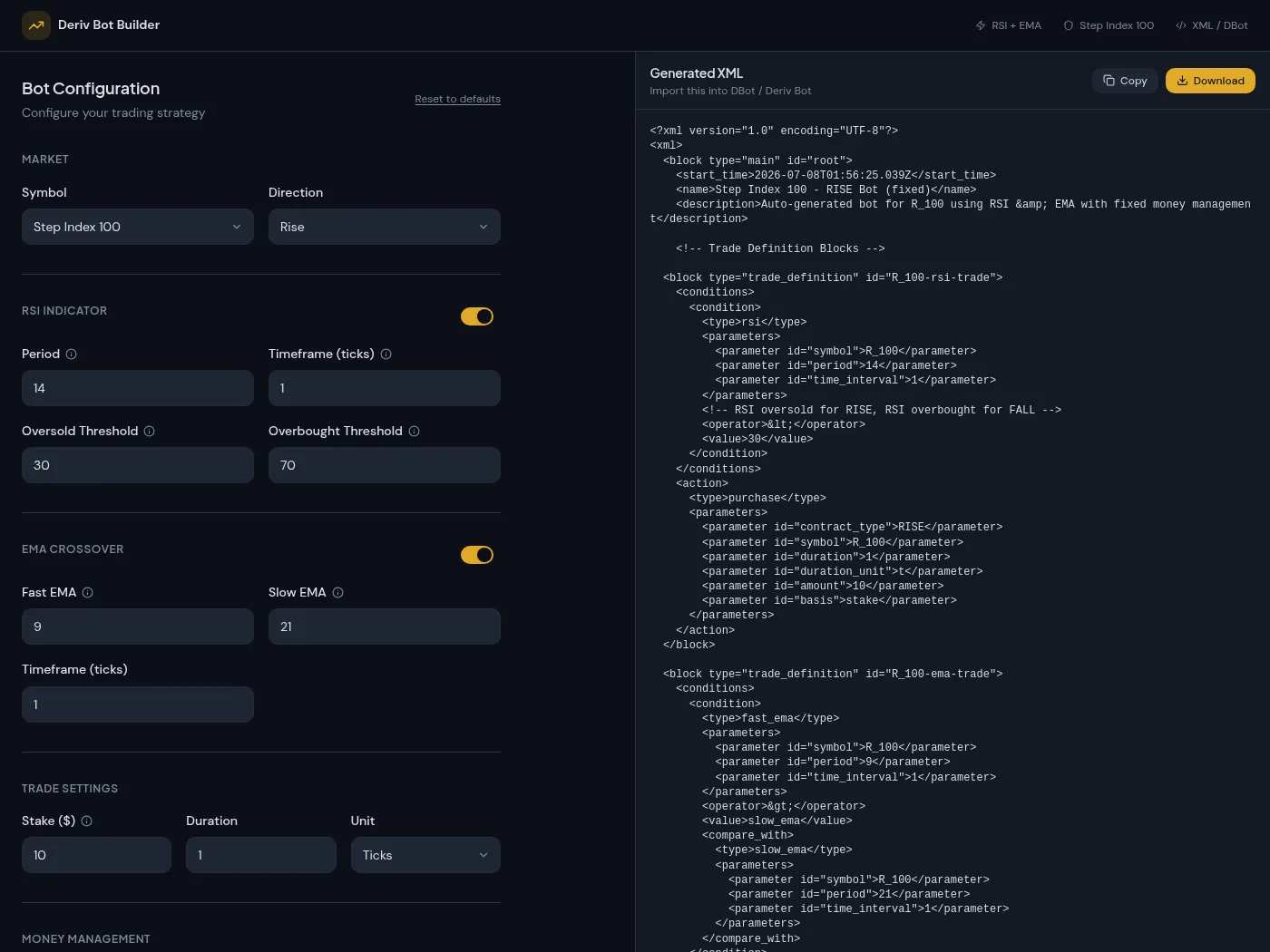 Deriv Bot Builder