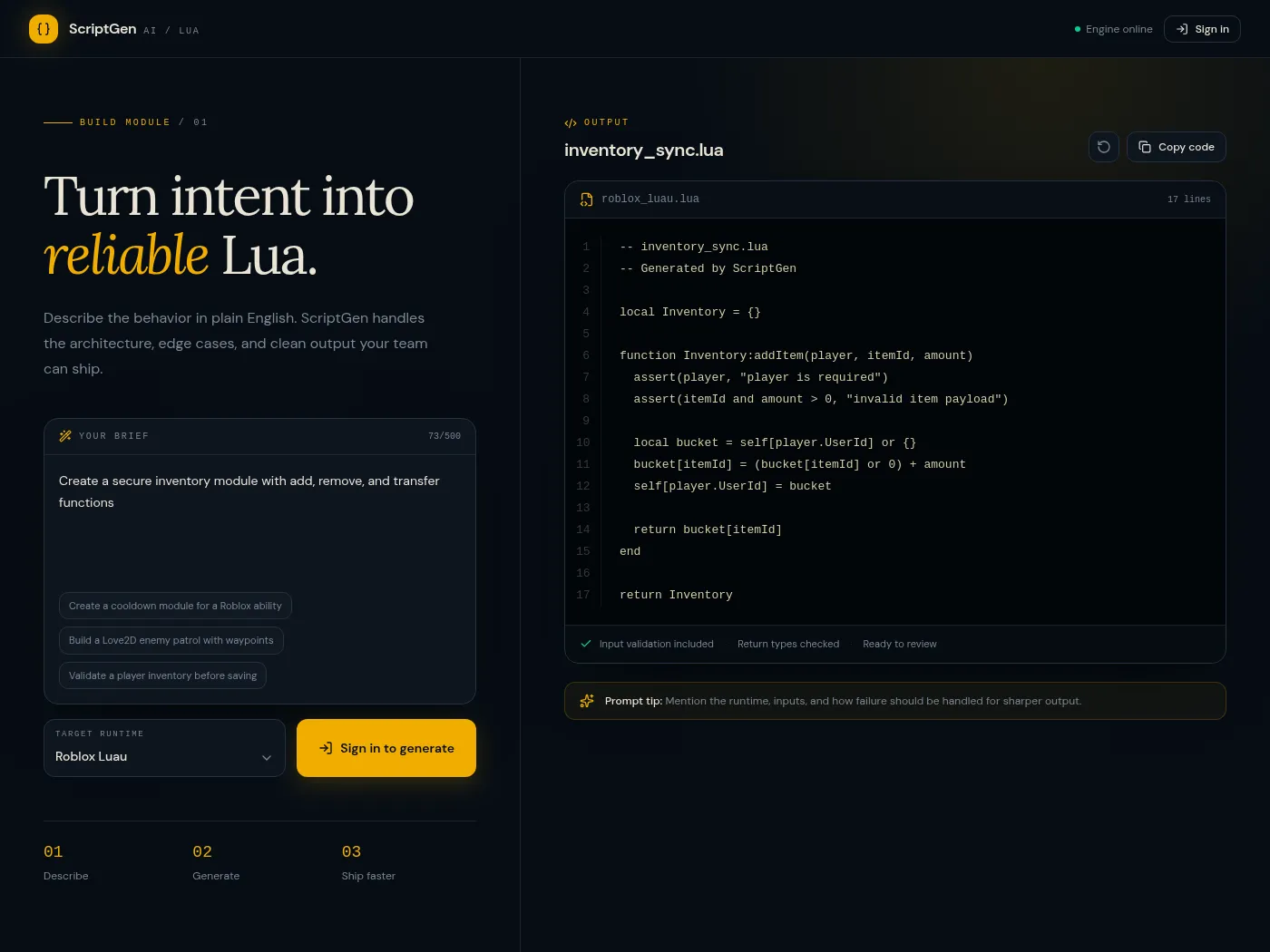 Lua ScriptGen AI