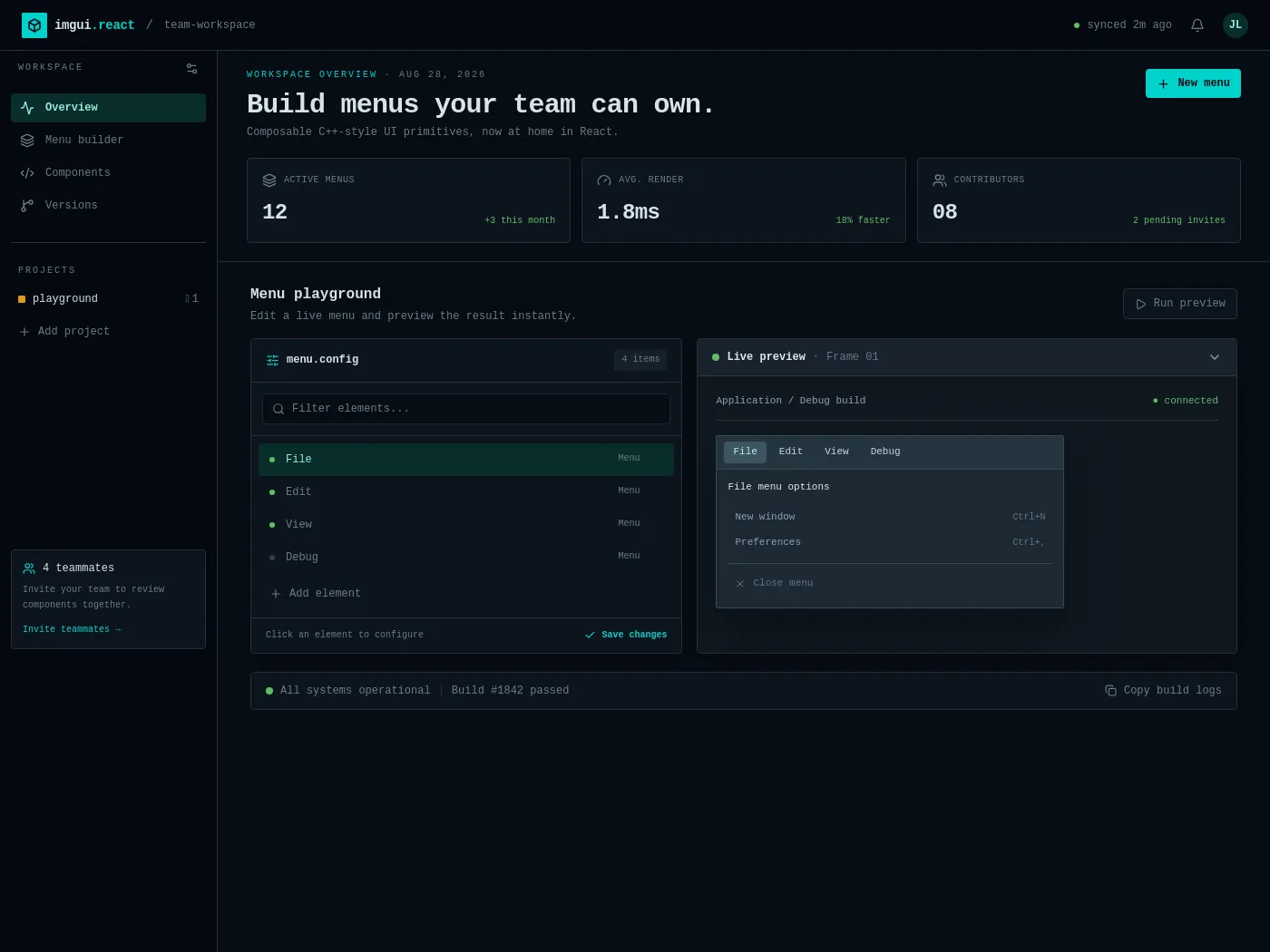 ImGui React Menu