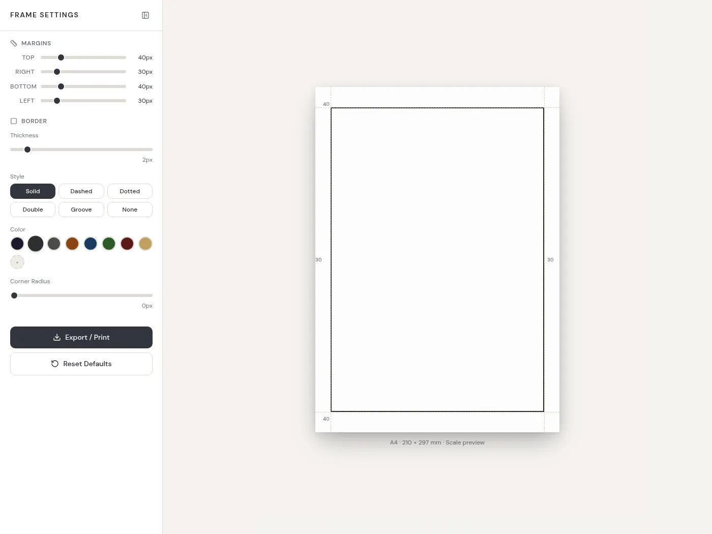 A4 Paper Frame Designer