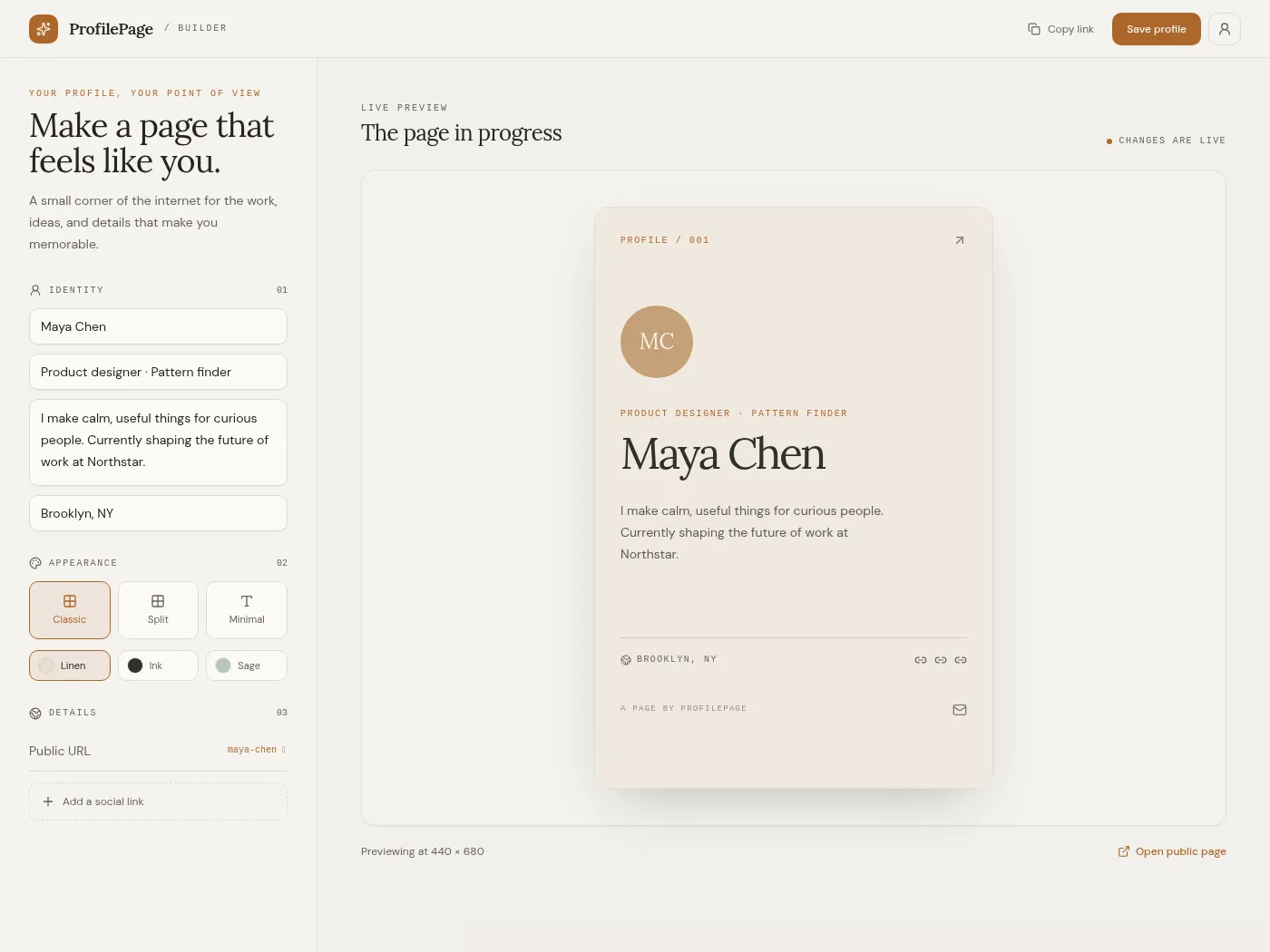 ProfilePage Builder