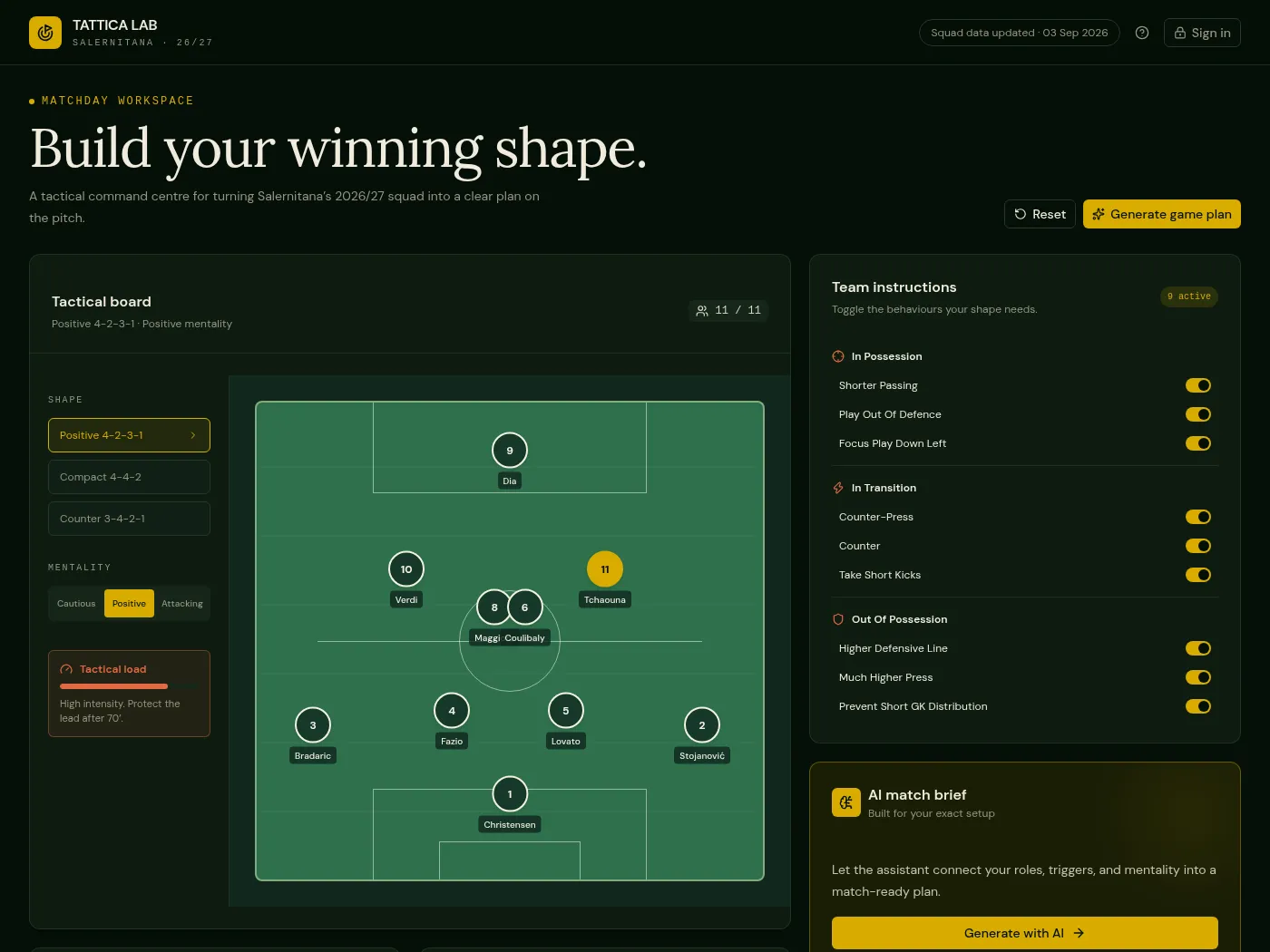 AI Football Tactics Builder