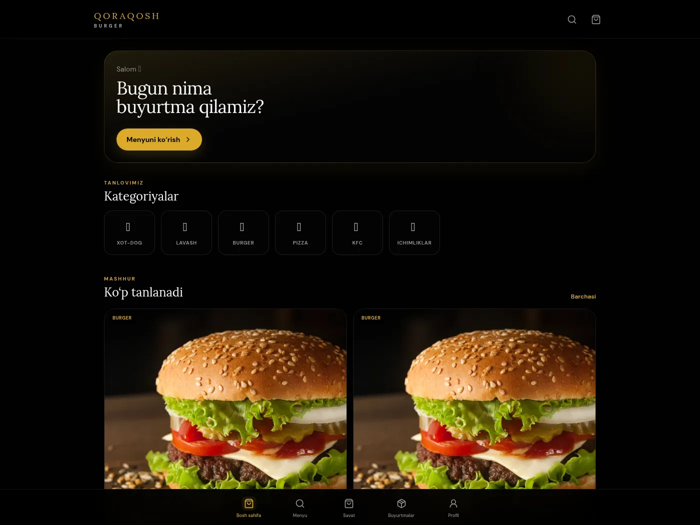 QORAQOSH Burger Telegram App