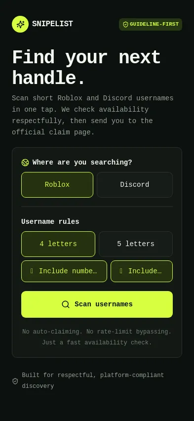 Username Snipe Tracker