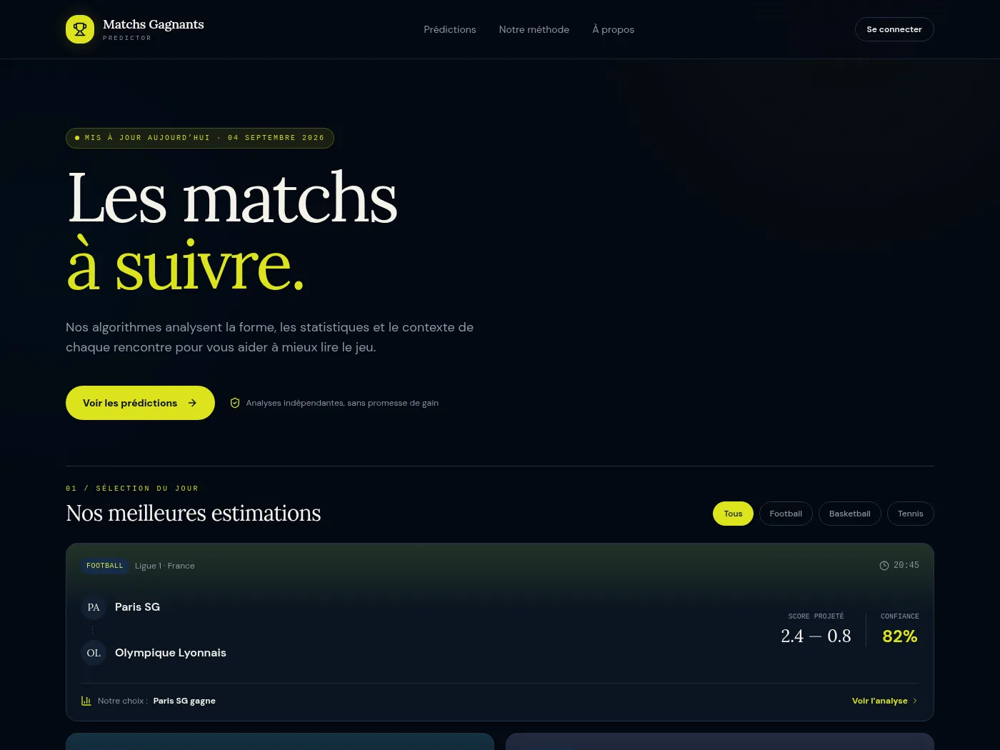 Prédictions Matchs Gagnants