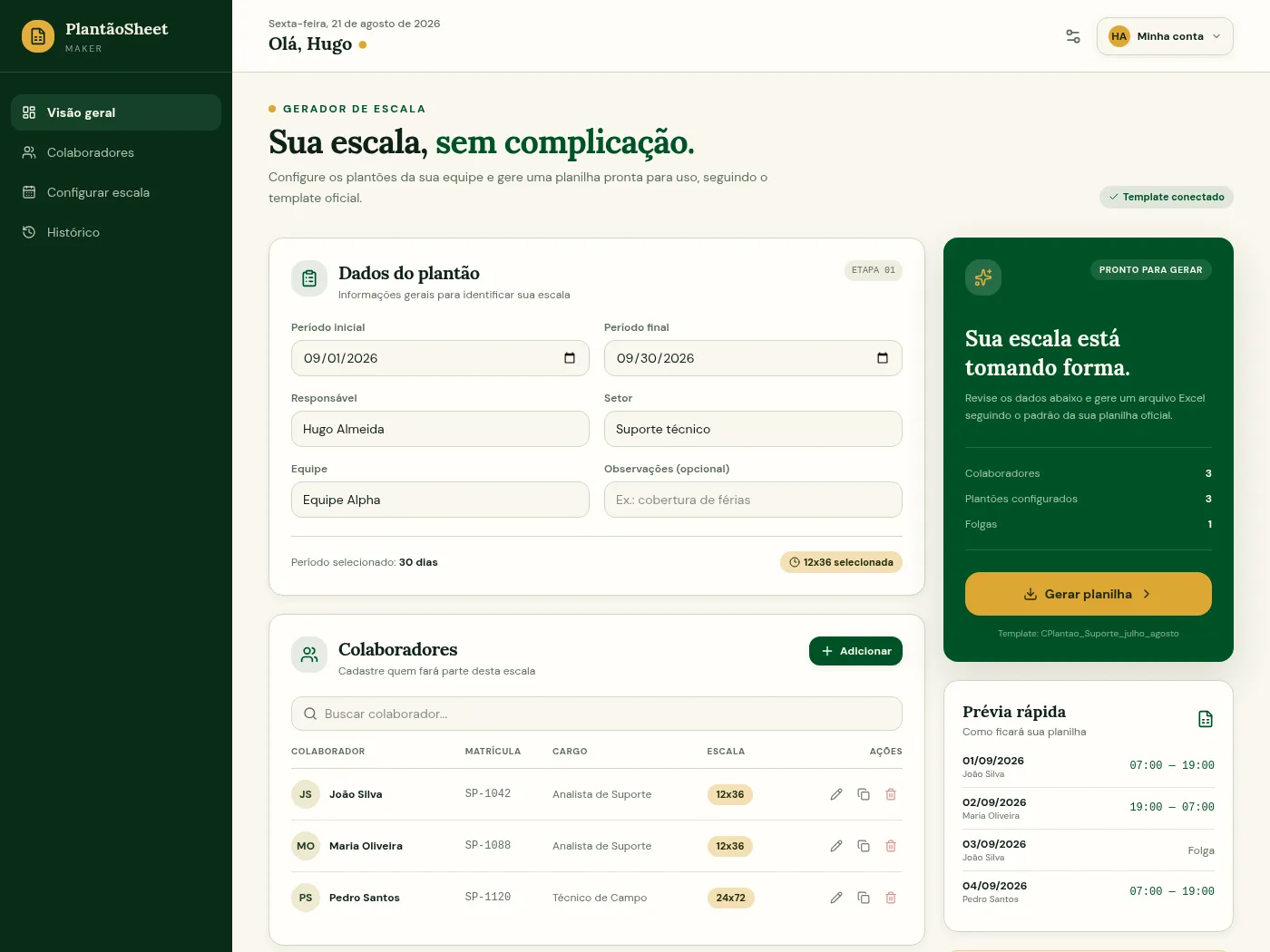 PlantãoSheet Maker