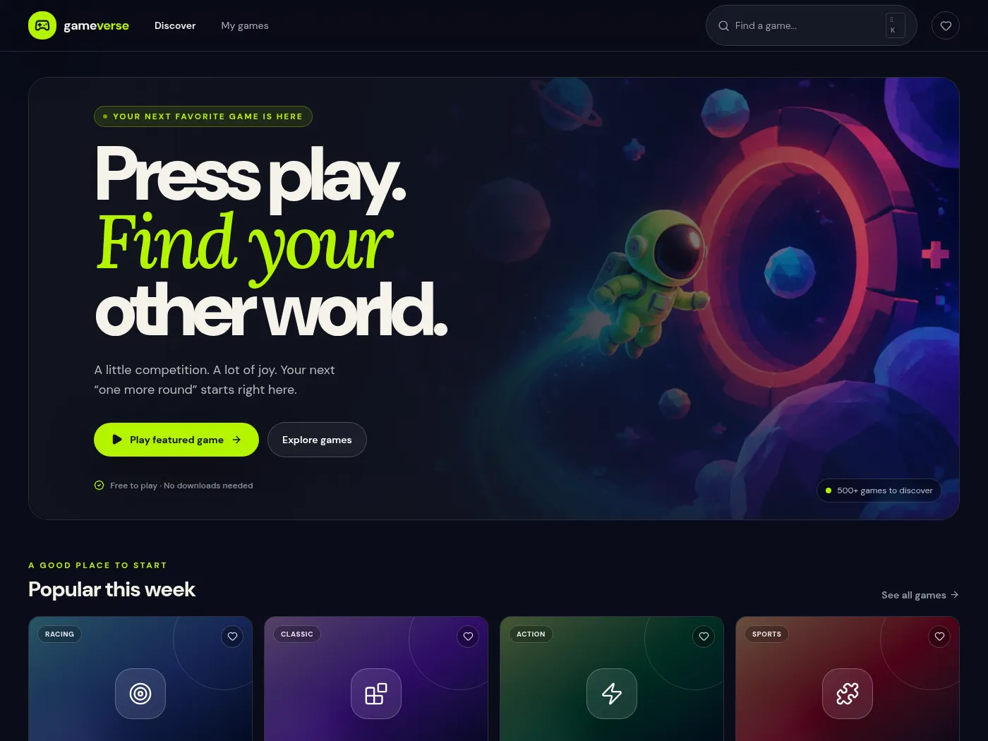 GameVerse Arcade Hub