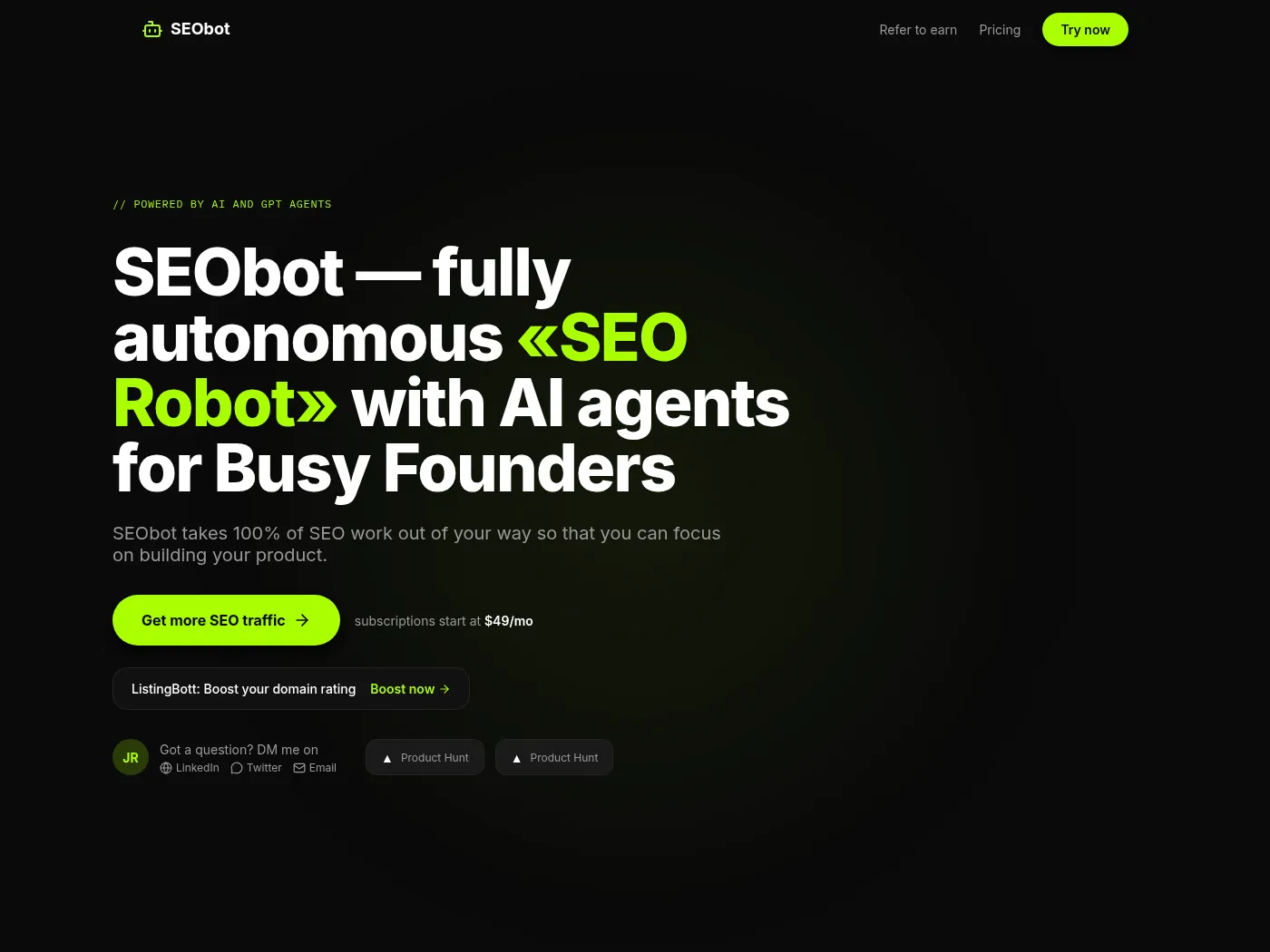 SEObot Landing Page