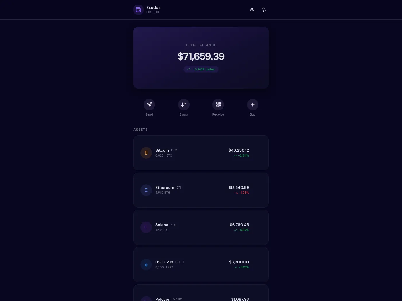 Exodus Wallet Sim