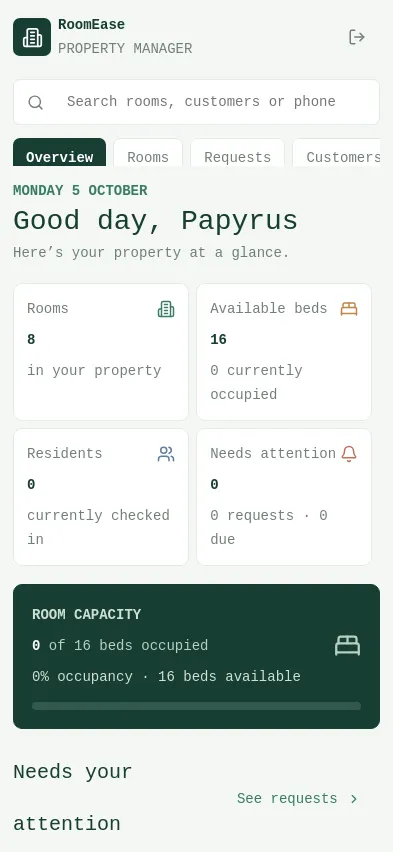 RoomEase Mobile Manager