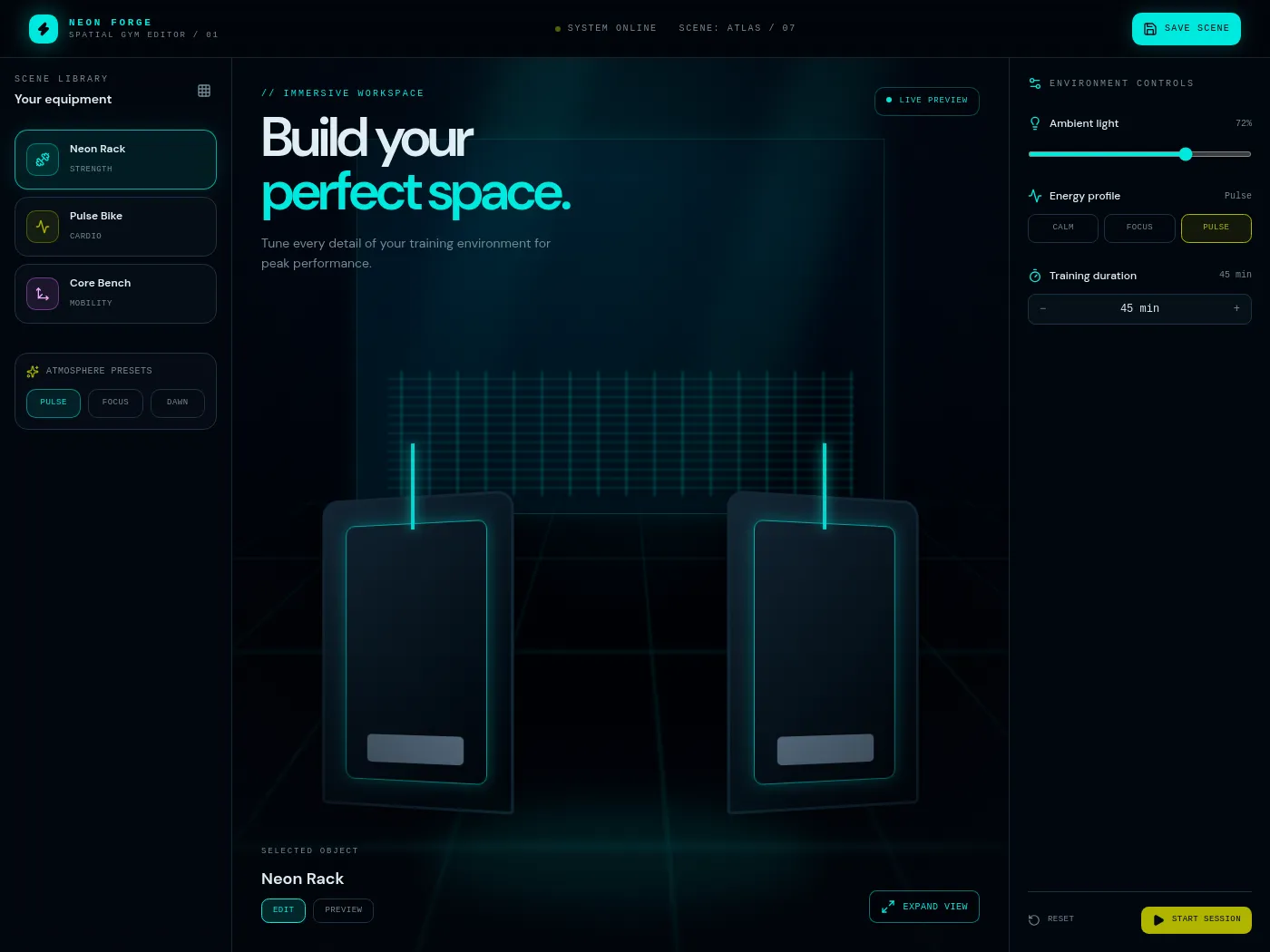 Futuristic Gym Editor