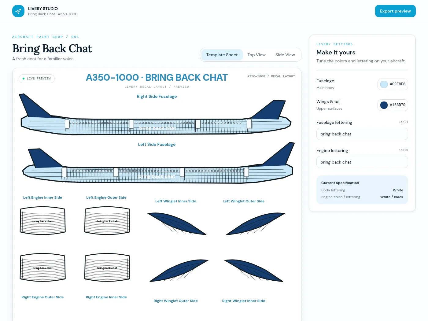 Bring Back Chat Livery