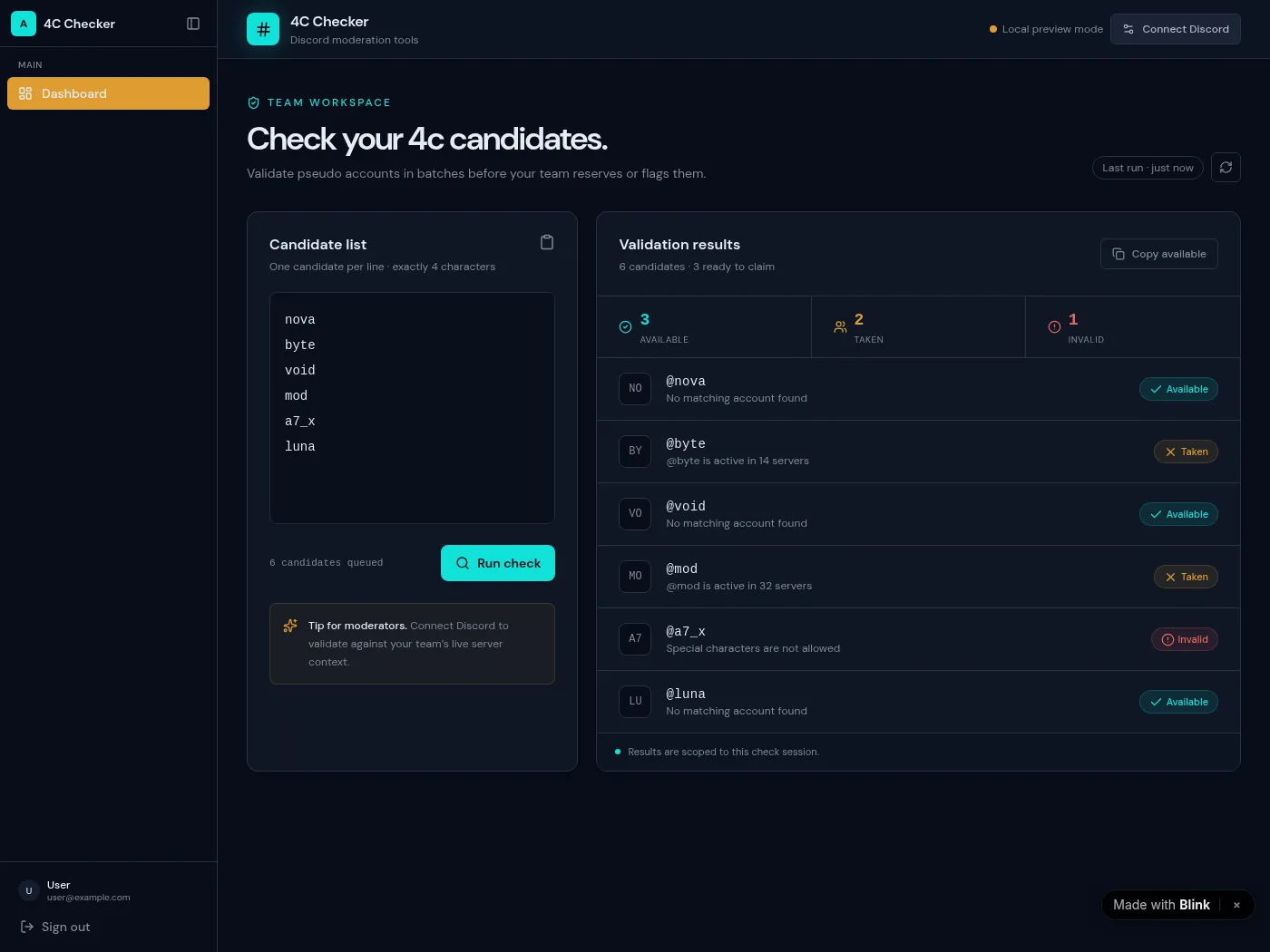 Discord 4C Checker