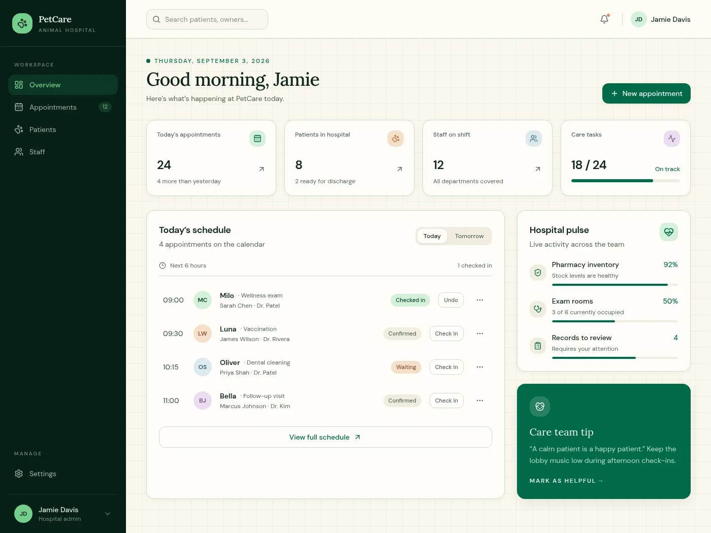 PetCare Admin Portal