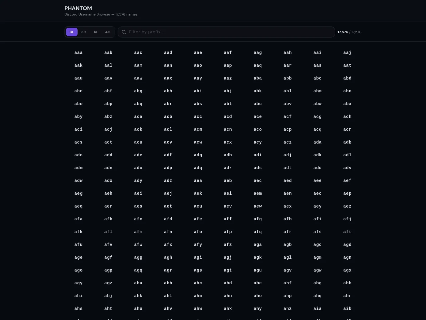 Discord 3-Letter Finder