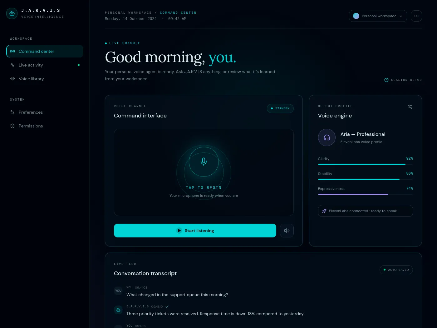 JARVIS Voice Dashboard