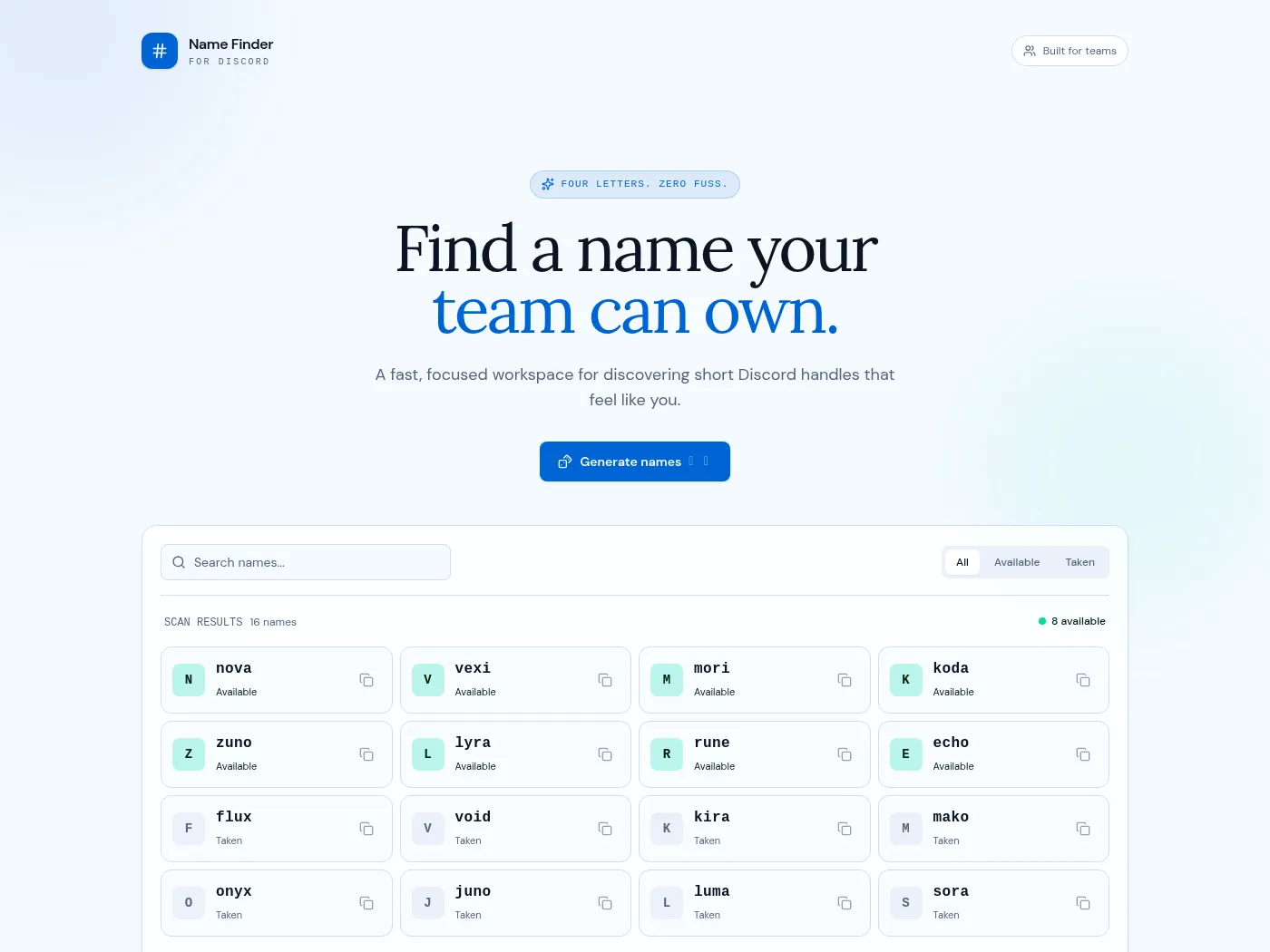 Discord Name Finder