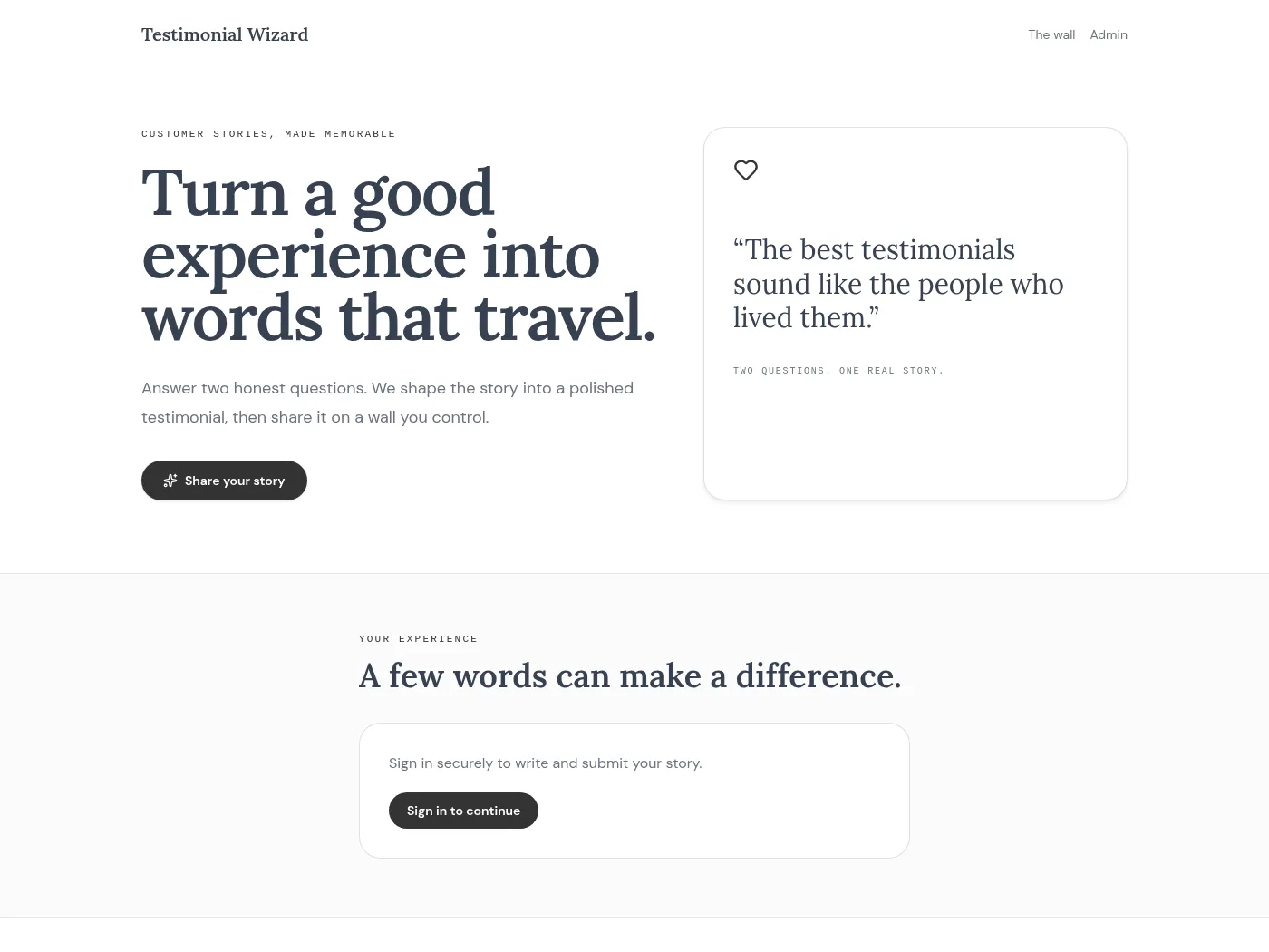 Testimonial Wizard