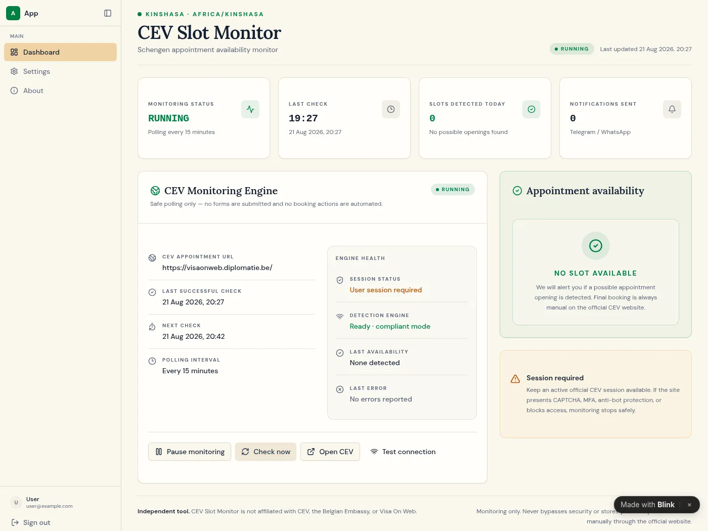 CEV Slot Monitor