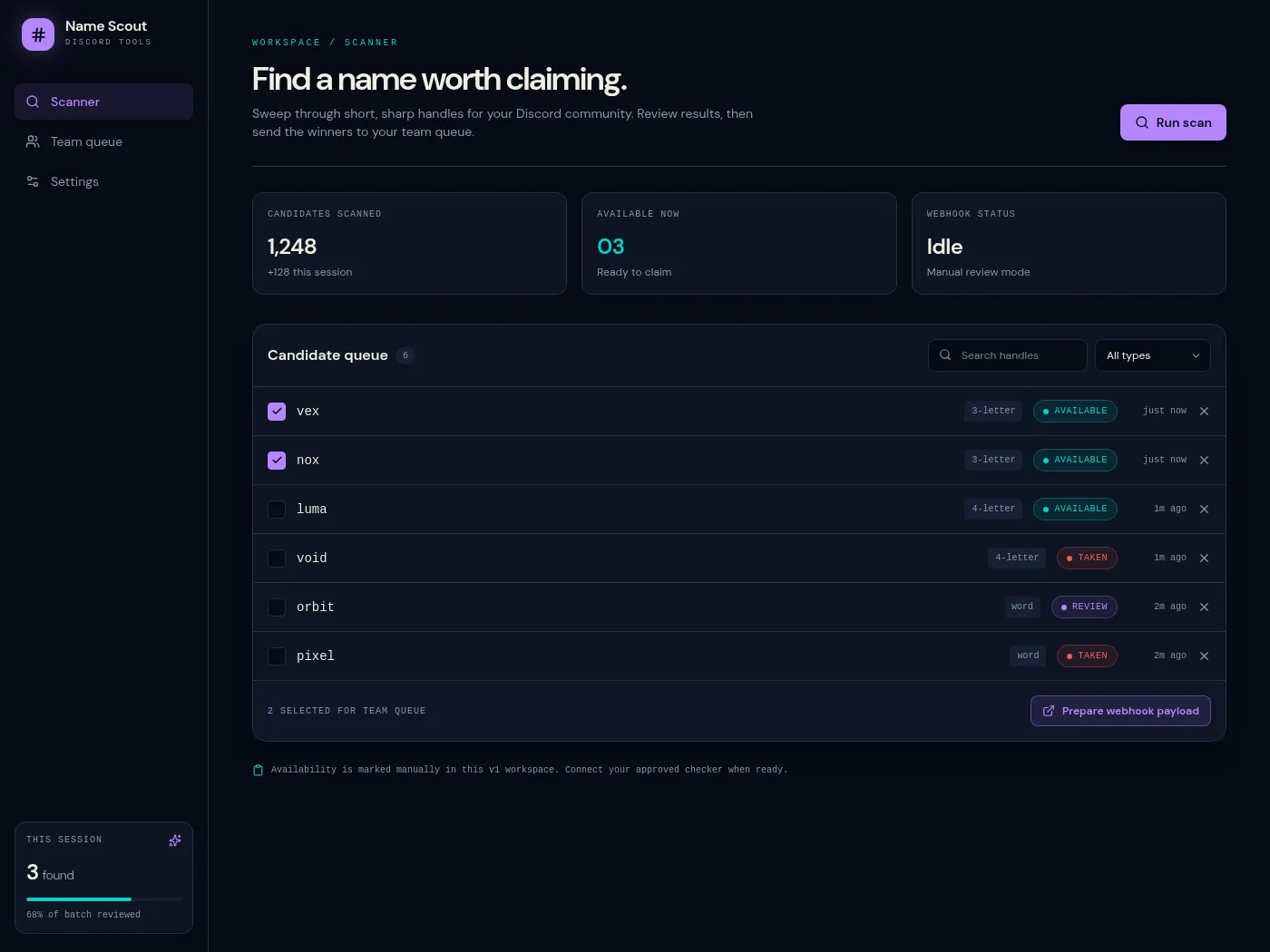 Discord Name Scout