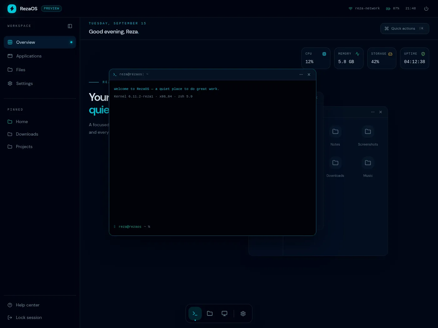 RezaOS Interface