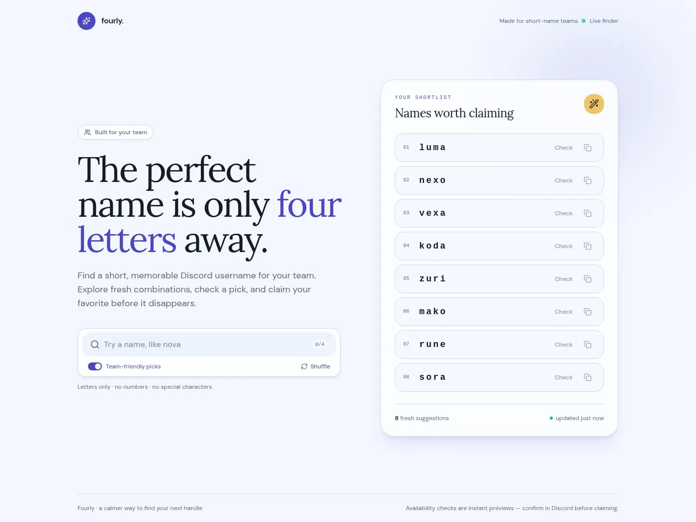 Discord 4-Letter Finder