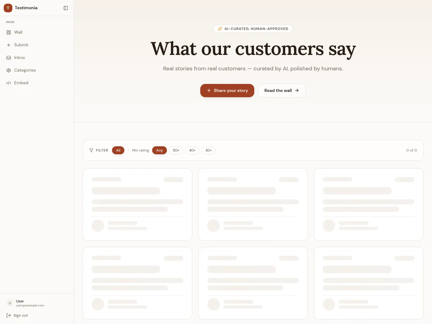Testimonial AI Wall