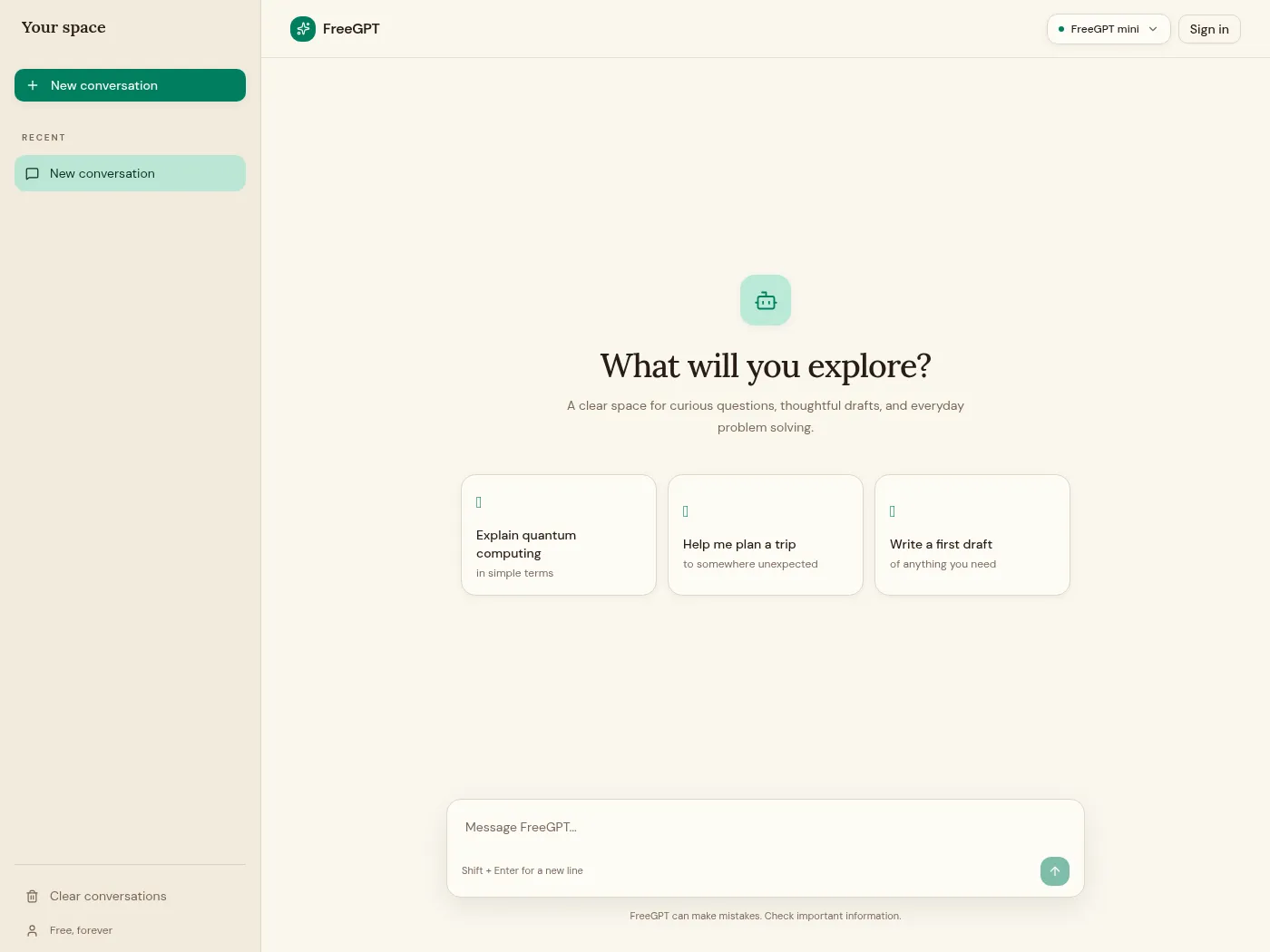 FreeGPT Chat App