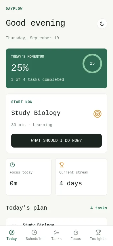 DayFlow Productivity App