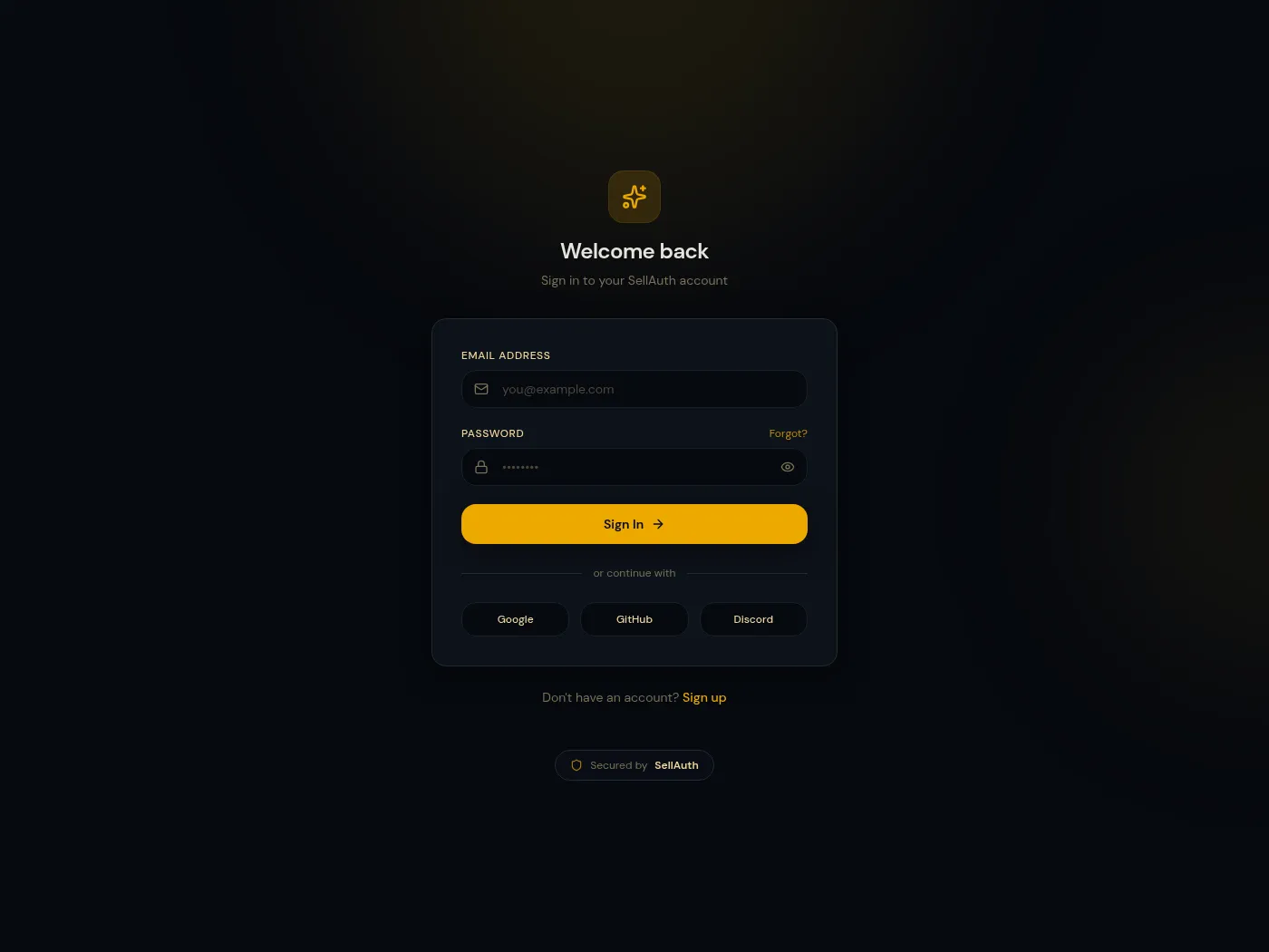 Gold Sellauth Theme