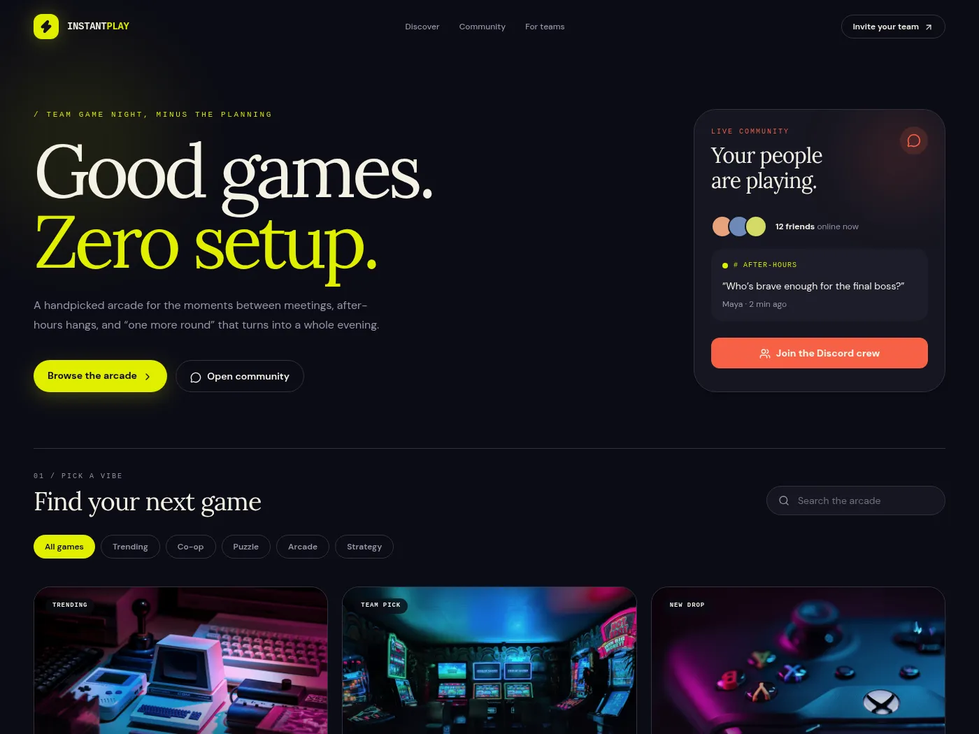 Instant Play Arcade