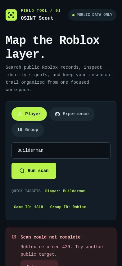 Roblox OSINT Scout