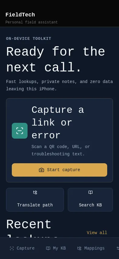FieldTech iOS Assistant