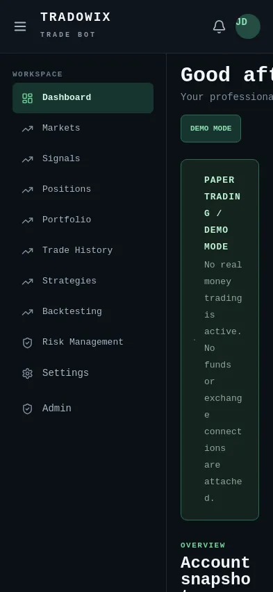 Tradowix Trade Bot Mobile
