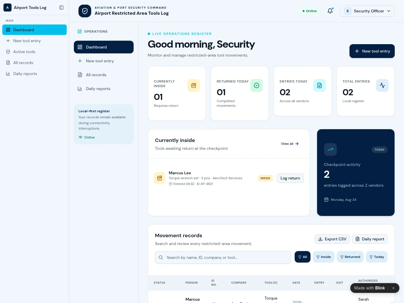 AeroGuard Tools Log