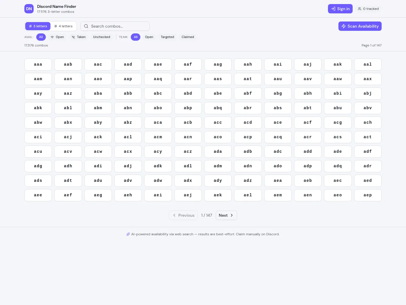 Discord Name Finder