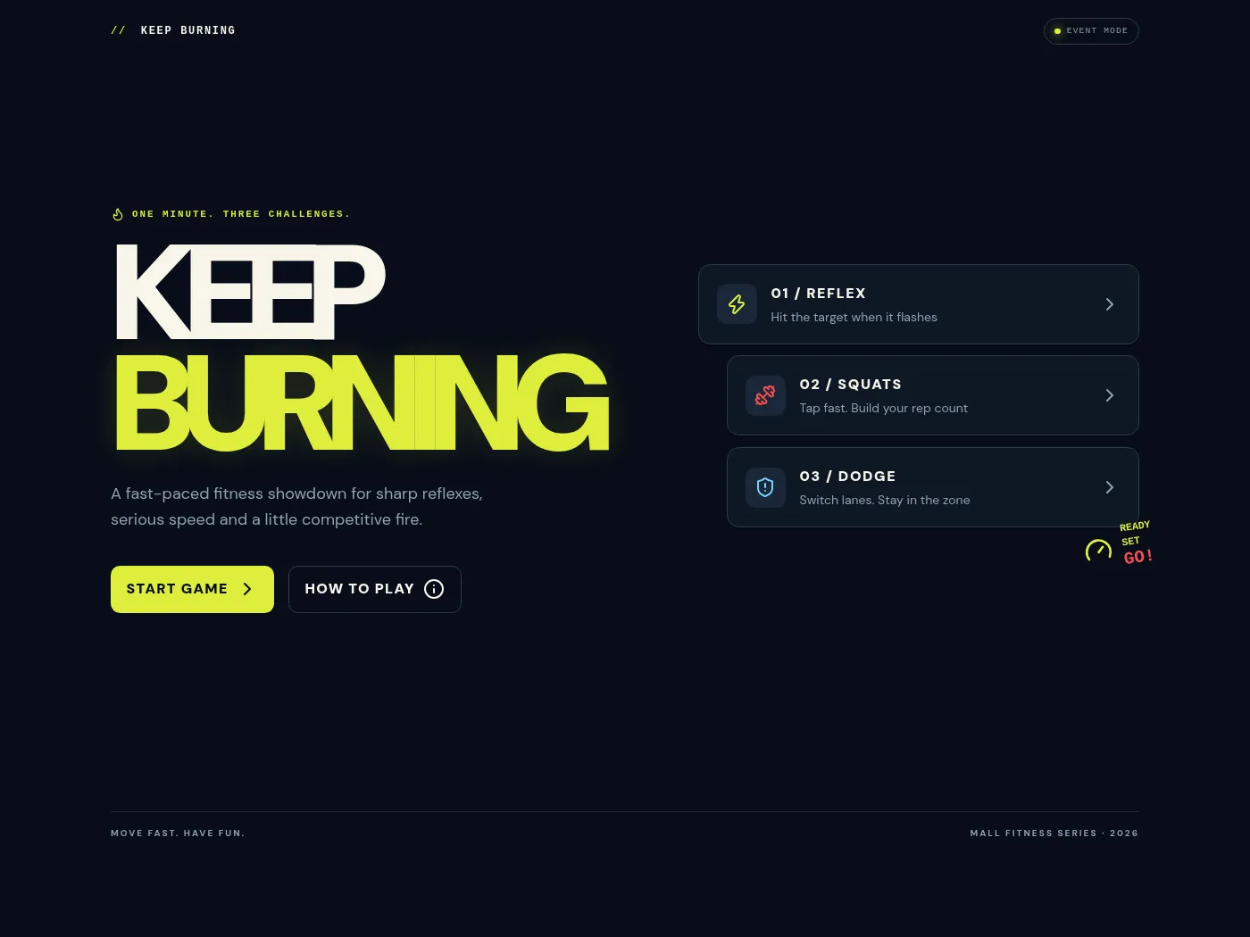 KEEP BURNING Fitness Game