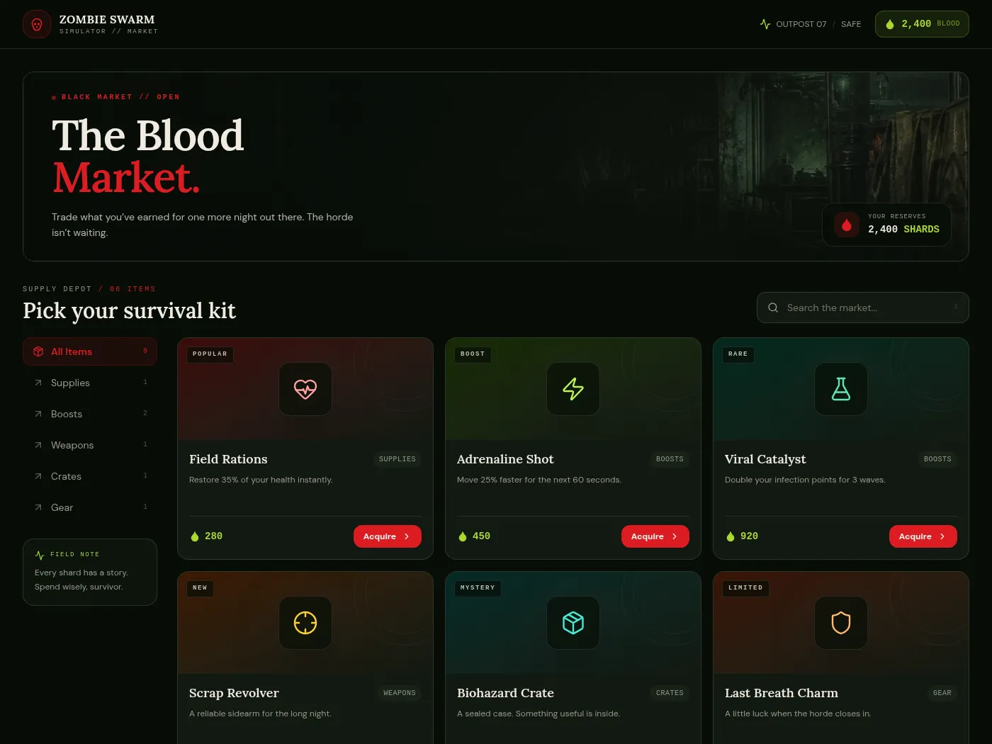 Zombie Blood Shop UI