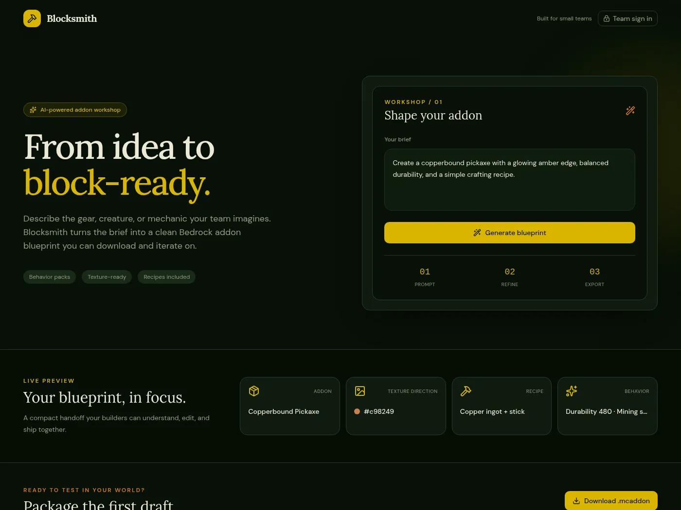 AI Minecraft Addon Maker