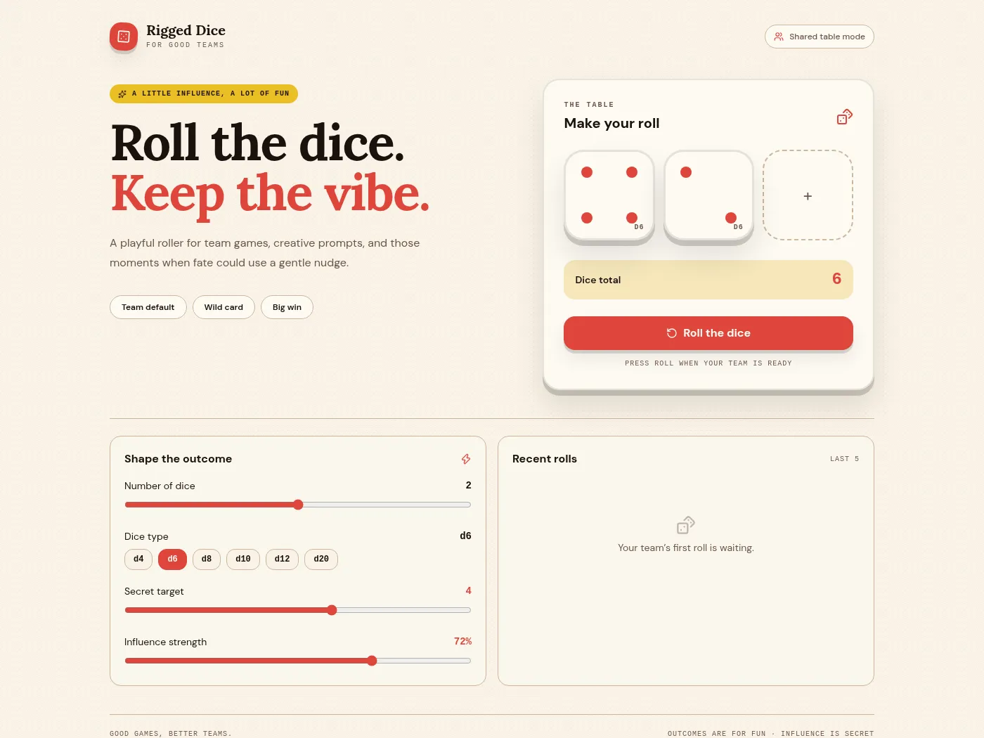 Rigged Dice Roller