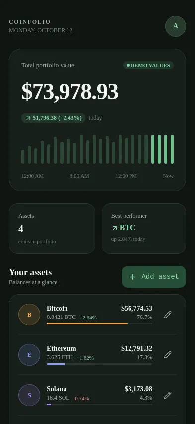 Crypto Portfolio iOS App