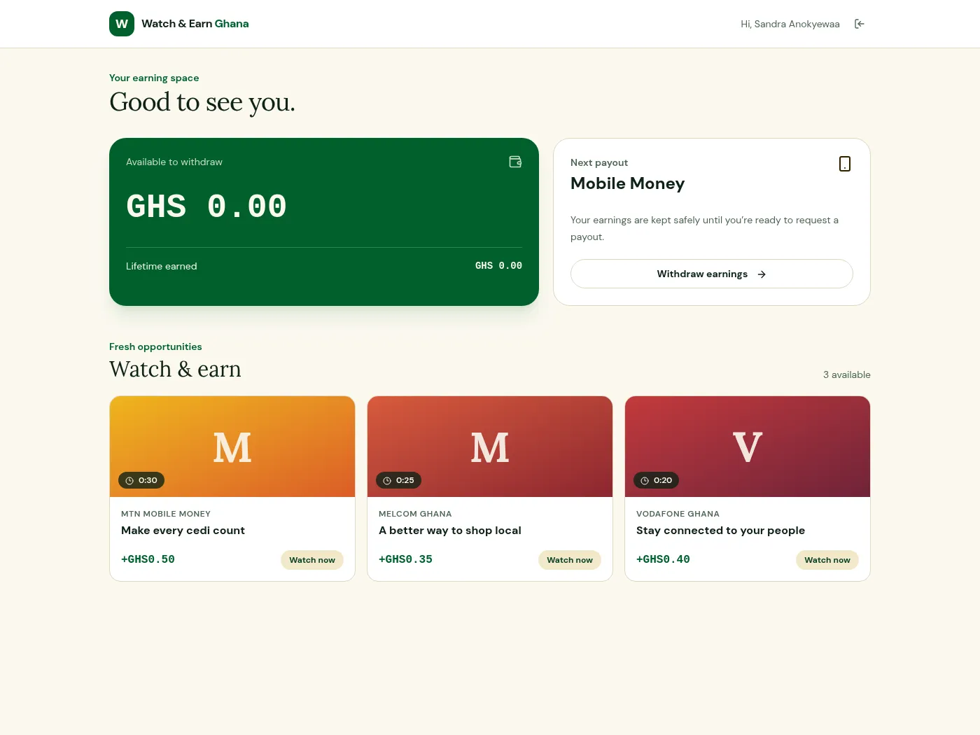 Watch & Earn Ghana